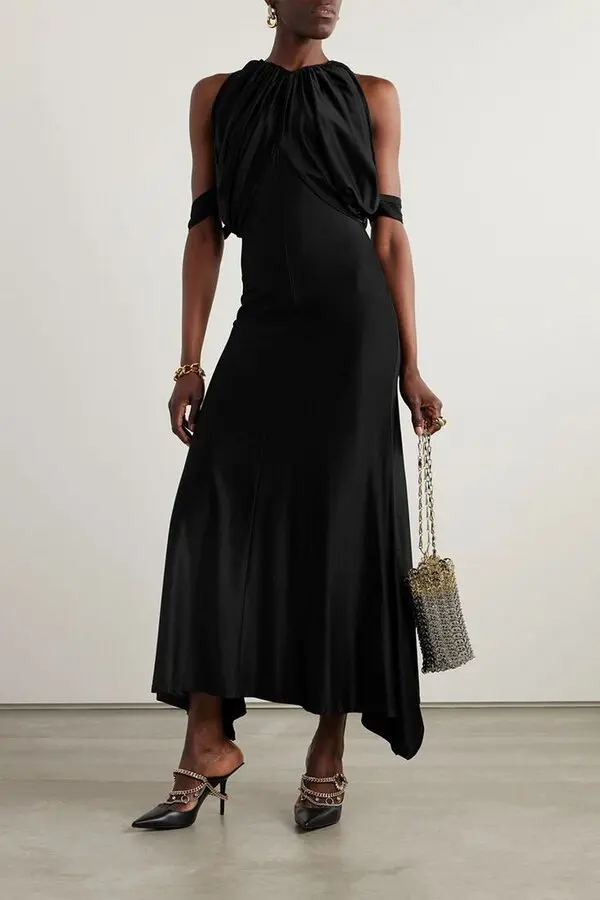 Rabanne Draped Stretch-jersey Midi Dress