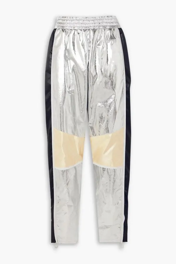 Rabanne Metallic Coated Cotton Tapered Pants - Silver