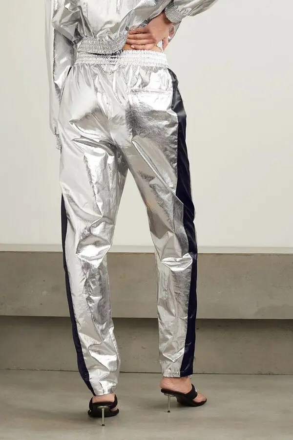 Rabanne Metallic Coated Cotton Tapered Pants