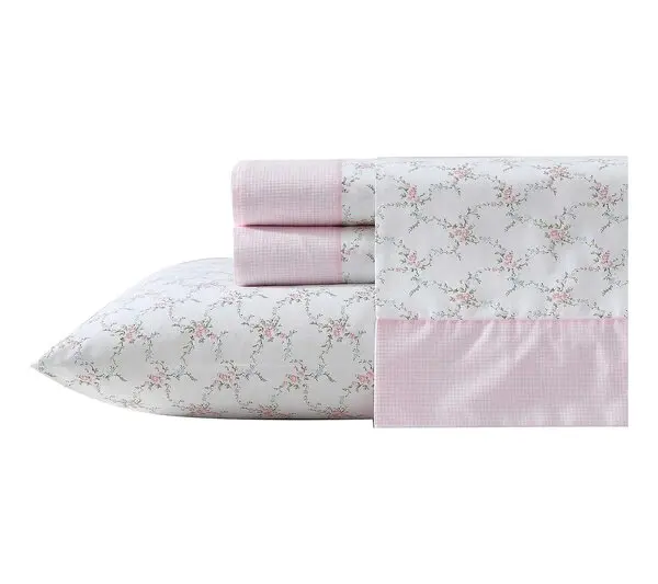 Laura Ashley Lynda Pink Twin Sheet Set - One-color
