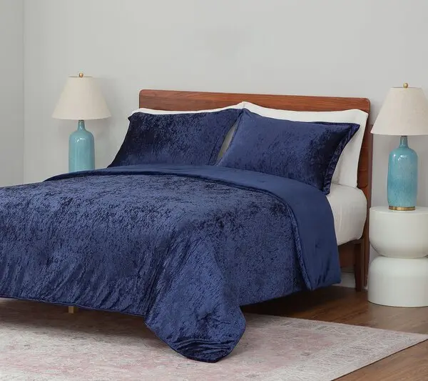 BERKSHIRE BLANKET Berkshire Crushed Velvet Coverlet & Shams Set- Queen - One-color