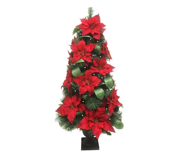 FRASER HILL FARM 4-ft. Pre Lit Christmas Porch Tree With Velve - One-color