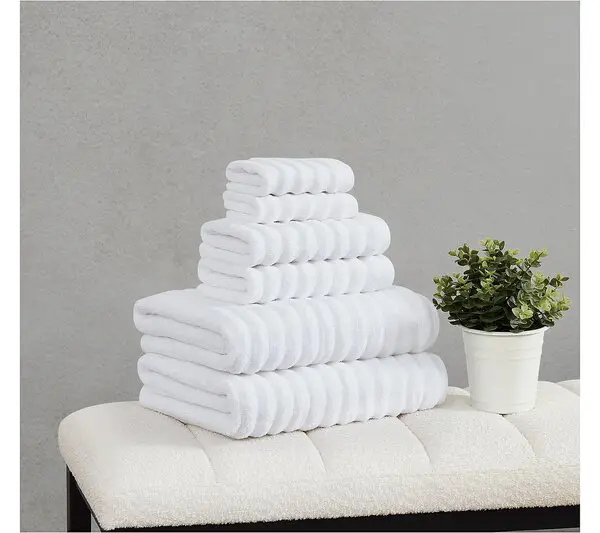 BORGHESE Ribbed Zero Twist 6 Piece Towel Set - One-color