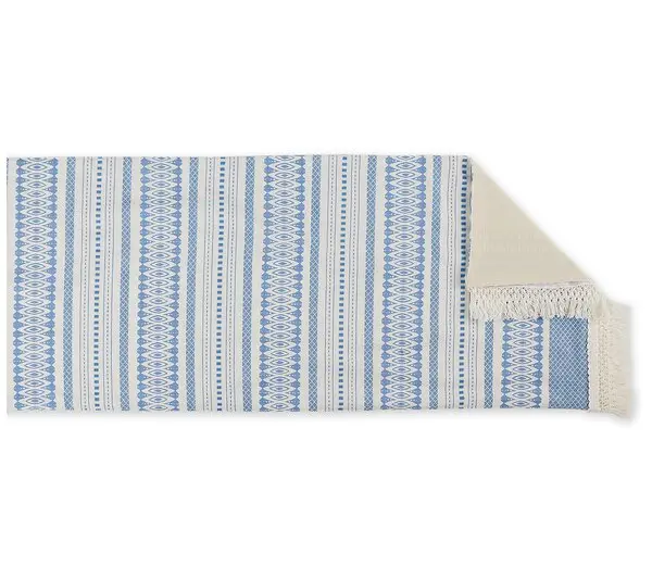 DESIGN IMPORTS Tulum Printed Dobby Stripe Table Runner