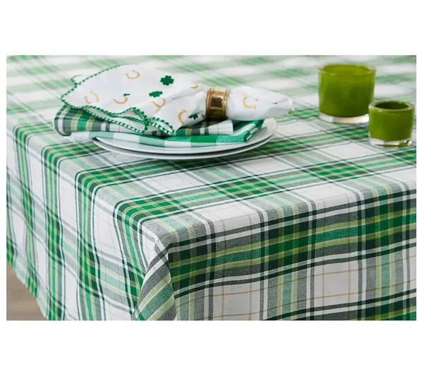 DESIGN IMPORTS St. Paddy Plaid Tablecoth 60x84