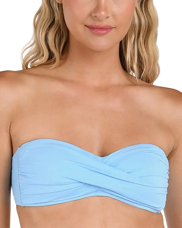 La Blanca Twisted Bandeau Bikini Top - Crystal Blue