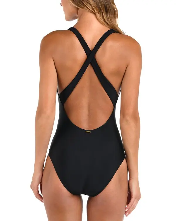 L'Agence Lisa Solids Plunge Neck One-piece Swimsuit