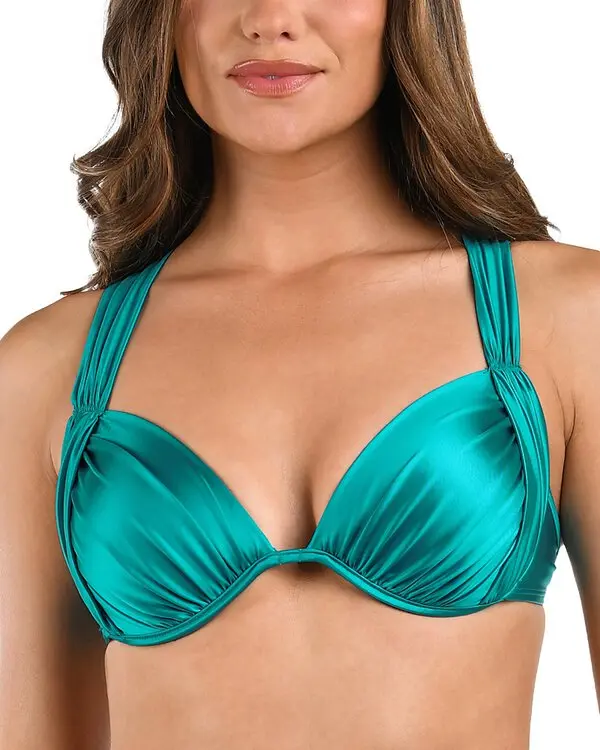 La Blanca Earth Goddess Draped Bikini Top - Teal