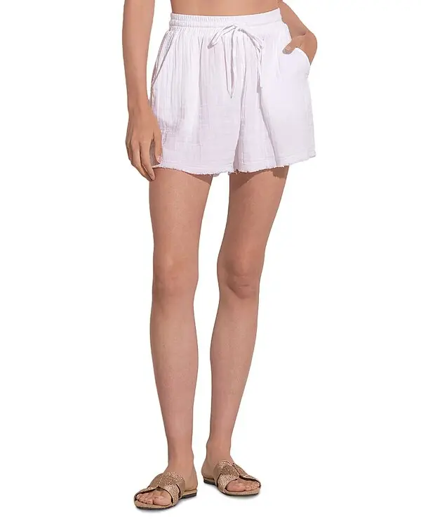 Elan Drawstring Swim Cover-up Shorts - White