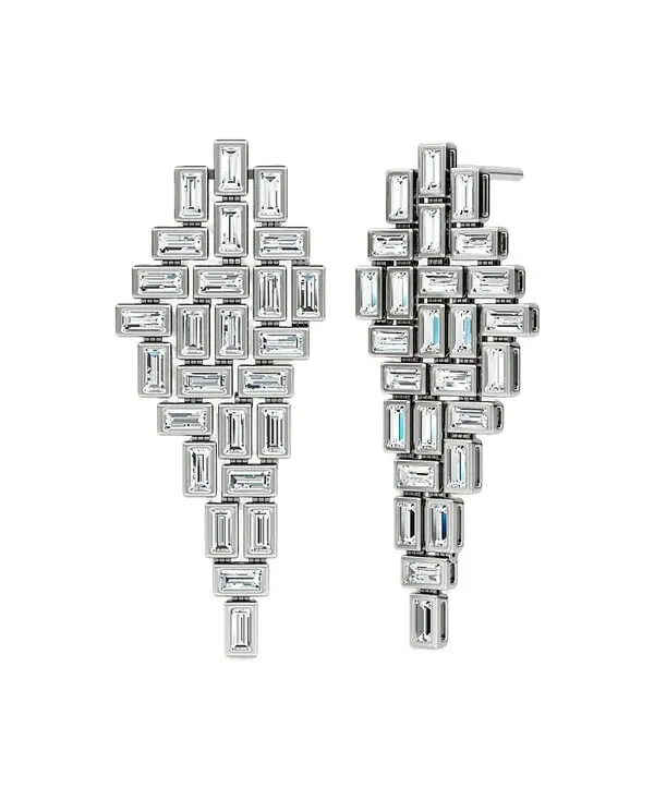 VRAI 14k White Gold Baguette Cascade Diamond Dangle Earrings - K White Gold