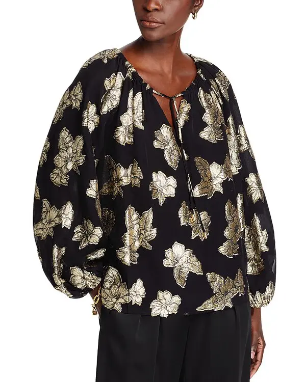 Tommy Bahama Shimmering Shores Tie Neck Blouse