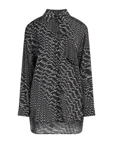 Pinko Viscose Shirt With Logo Print - Black