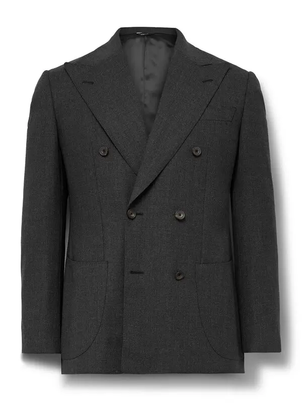 Thom Sweeney Slim-fit Double-breasted Wool Blazer - Gray