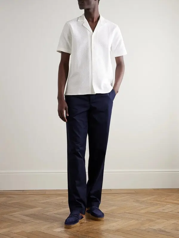 Orlebar Brown Maitan Camp-collar Crocheted Cotton Shirt - White