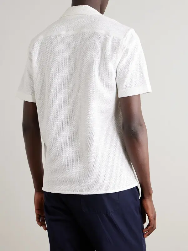 Orlebar Brown Maitan Camp-collar Crocheted Cotton Shirt - White