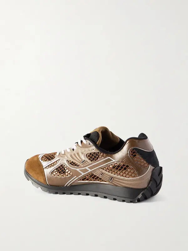 Bottega Veneta Orbit Suede-trimmed Sneakers - Brown