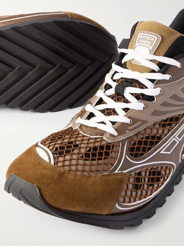 Bottega Veneta Orbit Suede-trimmed Sneakers - Brown