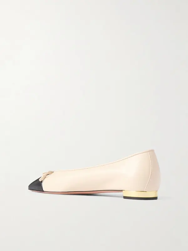 AQUAZZURA Gioia Two-tone Leather Ballet Flats - Cream
