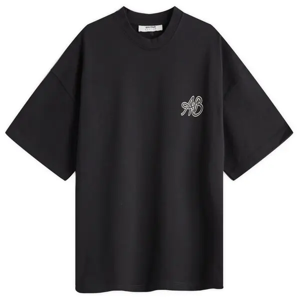 ABOUT:BLANK Initial Logo Mock Neck T-shirt - Black/ecru