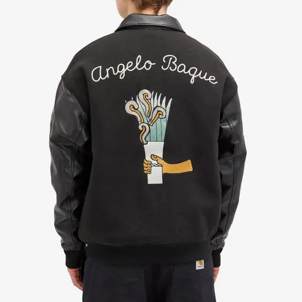 Champion X Angelo Baque Varsity Jacket In Black - 40% Off