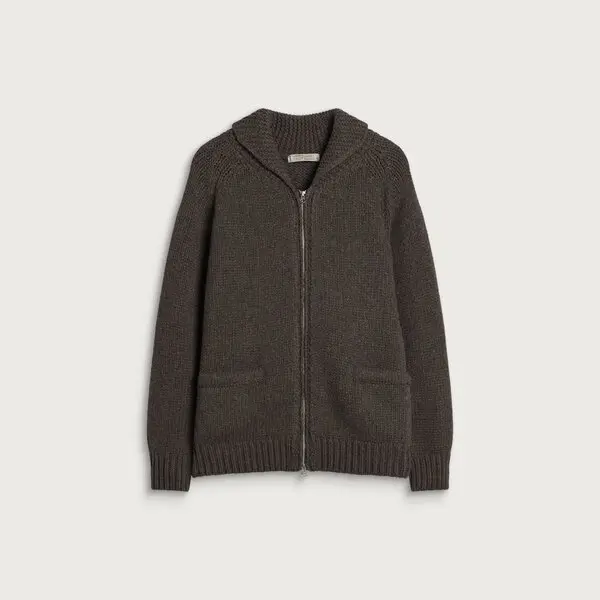 FRIZMWORKS Textured Zip-up Cardigan - Sephia