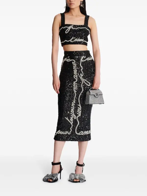 Balmain Sequinned Cropped Top
