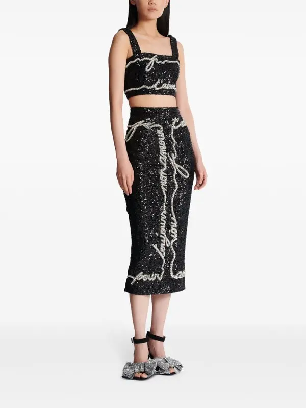 Balmain Sequinned Cropped Top
