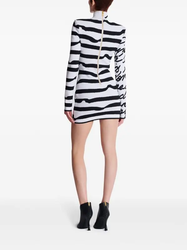 Balmain Intarsia-knit Logo Mini Dress