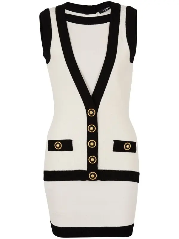 Balmain Knitted Mini Dress - White