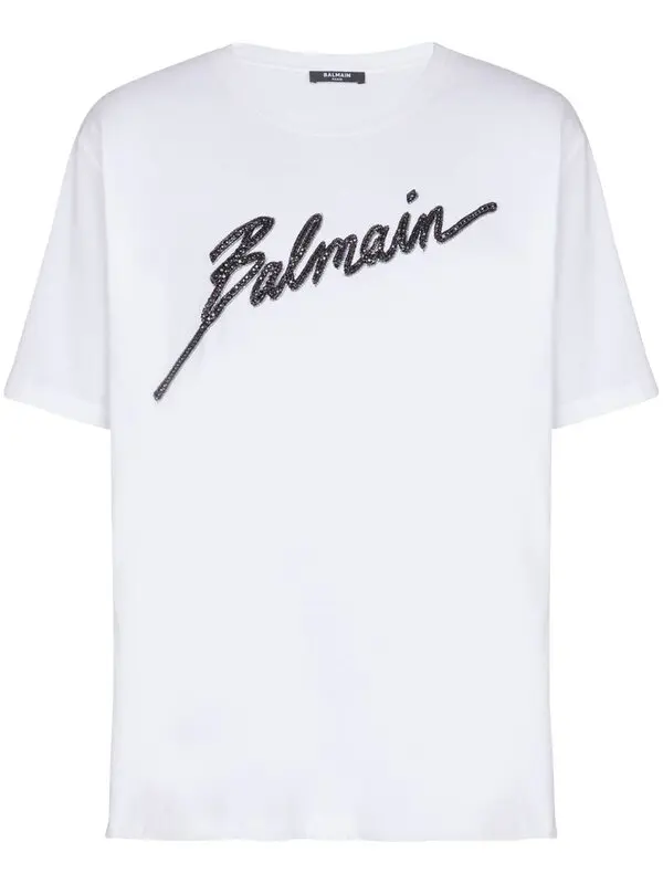 最終価格！正規品BALMAIN ホワイト ロゴ Tシャツ 半袖　訳あり美品 Balmain Logo-Embroidered T-Shirt In White - 79% Off | Editorialist