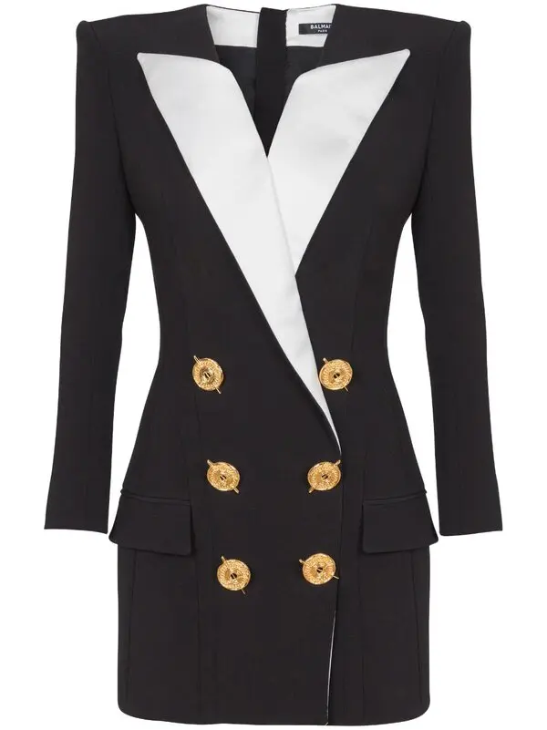 Balmain Satin Mini Dress - Black