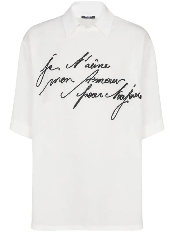 Balmain Embroidered Love Letter Polo Shirt - White