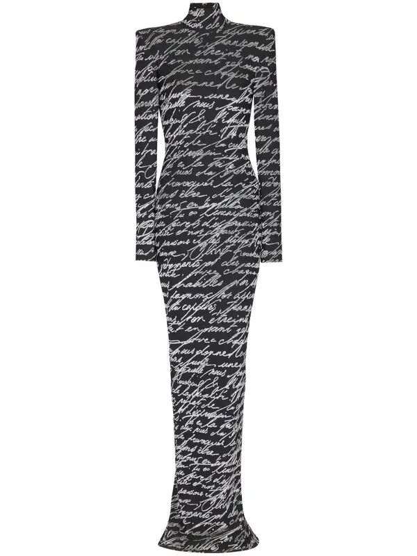 Balmain All-over Slogan-print Maxi Dress