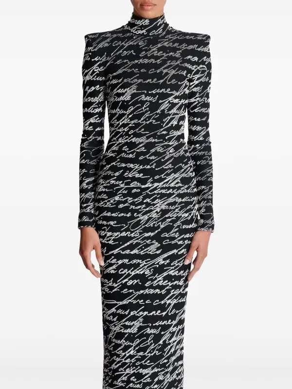 Balmain All-over Slogan-print Maxi Dress
