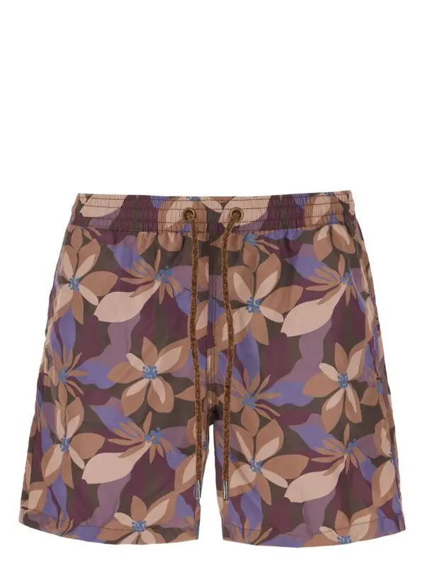 4FF Floral-print Swim Shorts - Brown