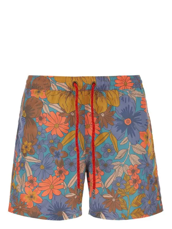 4FF Floral-print Swim Shorts - Blue
