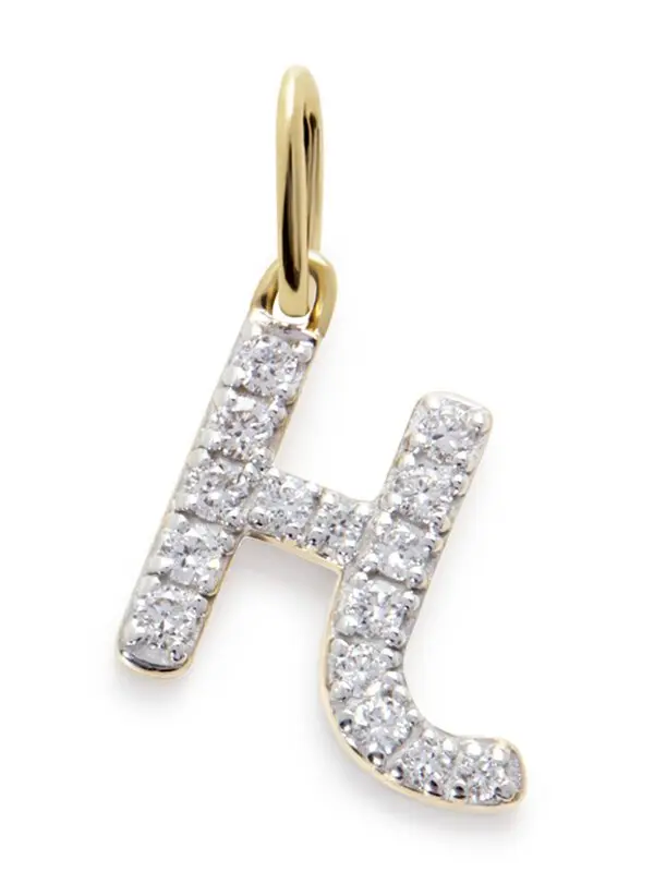 Monica Vinader 14kt Yellow Initial H Diamond Pendant - Gold