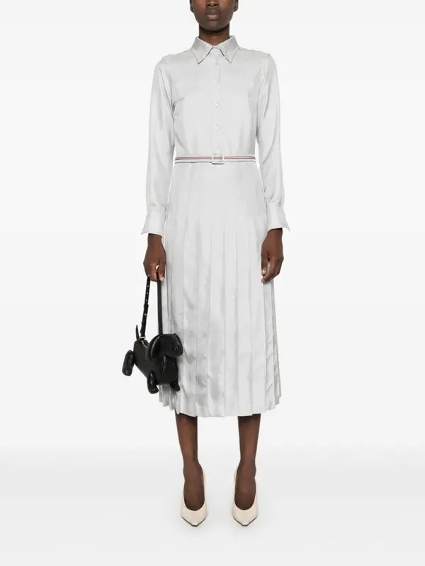 Thom Browne Rwb-stripe Belted Shirtdress