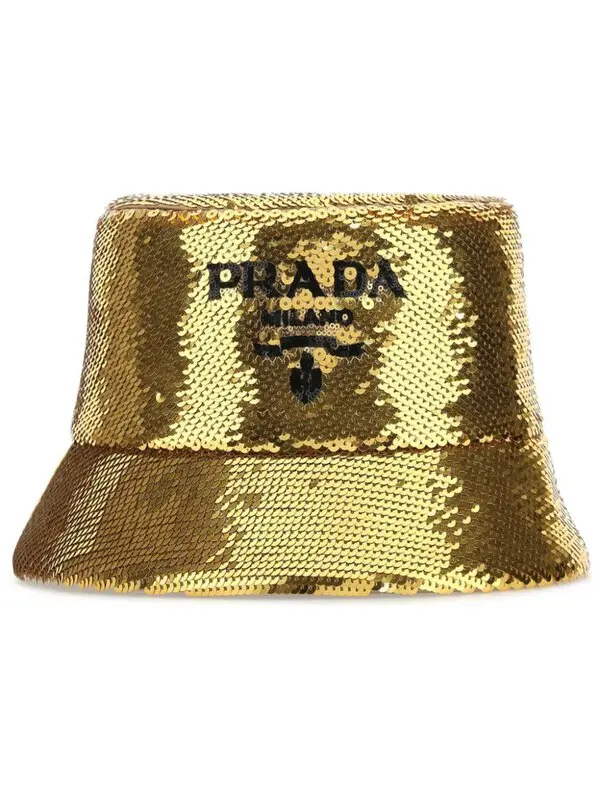 Prada Sequin-embellished Bucket Hat - Gold
