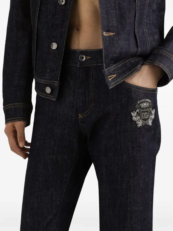 Dolce & Gabbana Logo Appliqué Skinny Jeans - Blue