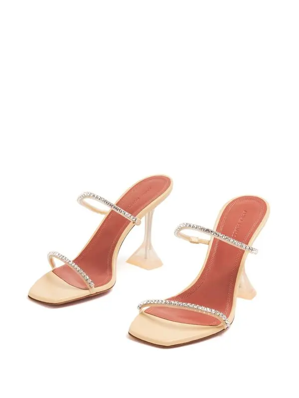 Amina Muaddi Gilda 95mm Crystal Embellished Mules - Yellow