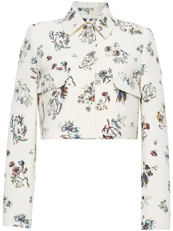 Adam Lippes Floral Cropped Jacket - White