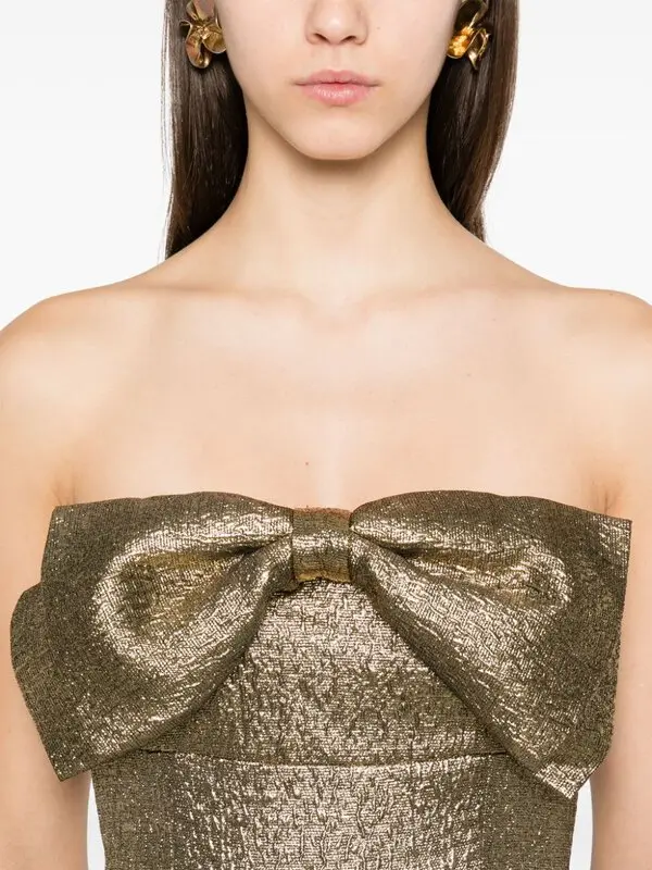 Self Portrait Metallic Mini Dress - Gold
