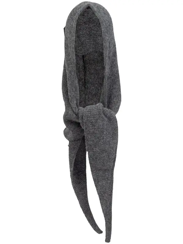GANNI Knitted Balaclava With Scarf - Grey