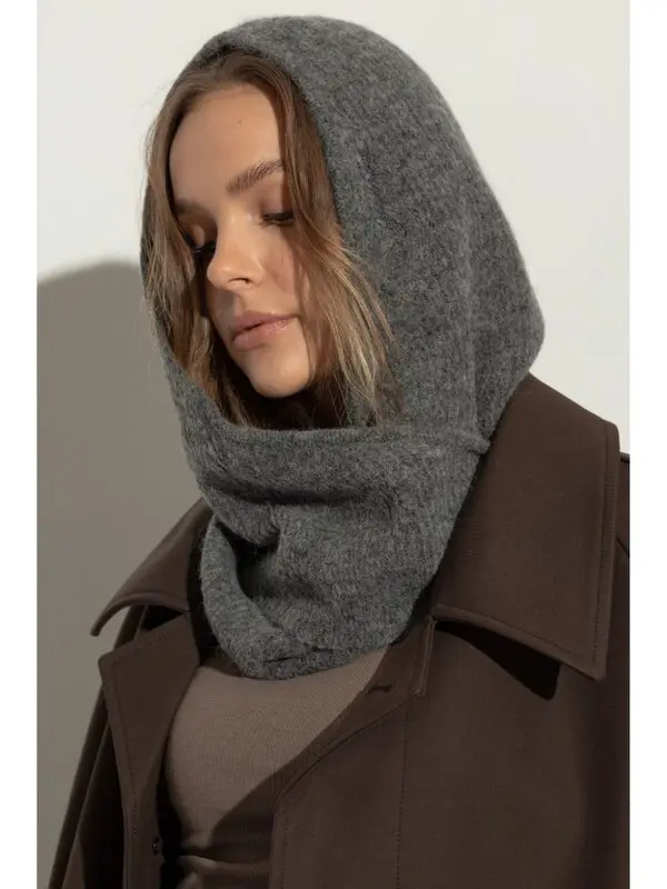 GANNI Knitted Balaclava Scarf - Grey