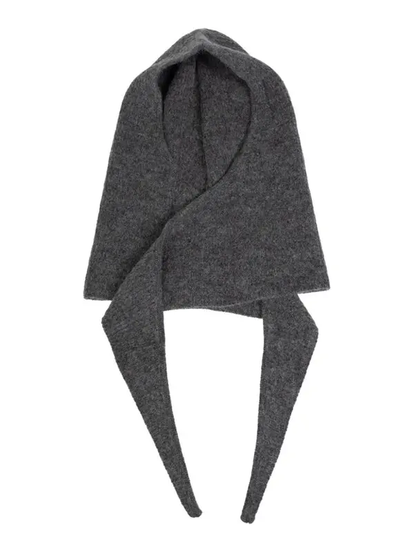 GANNI Knitted Balaclava Scarf - Grey