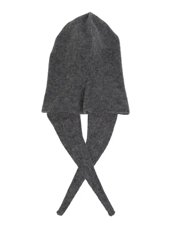 GANNI Knitted Balaclava Scarf - Grey