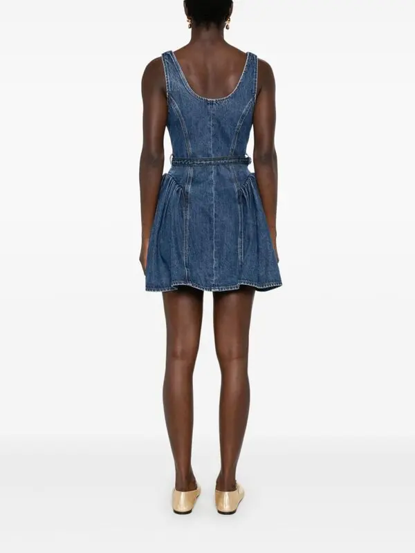 Self-Portrait Flared Denim Mini Dress - Blue | Editorialist
