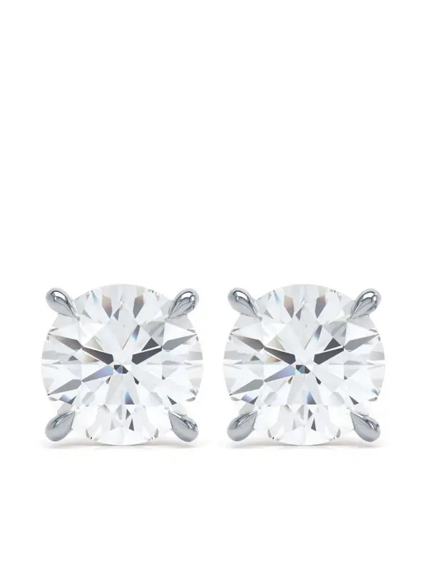 LOEV 18kt White Gold 4 Carat Diamond Stud Earrings - Silver