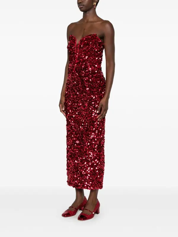 open lace back dress Sequin V Neck Maxi Dress by Self-Portrait